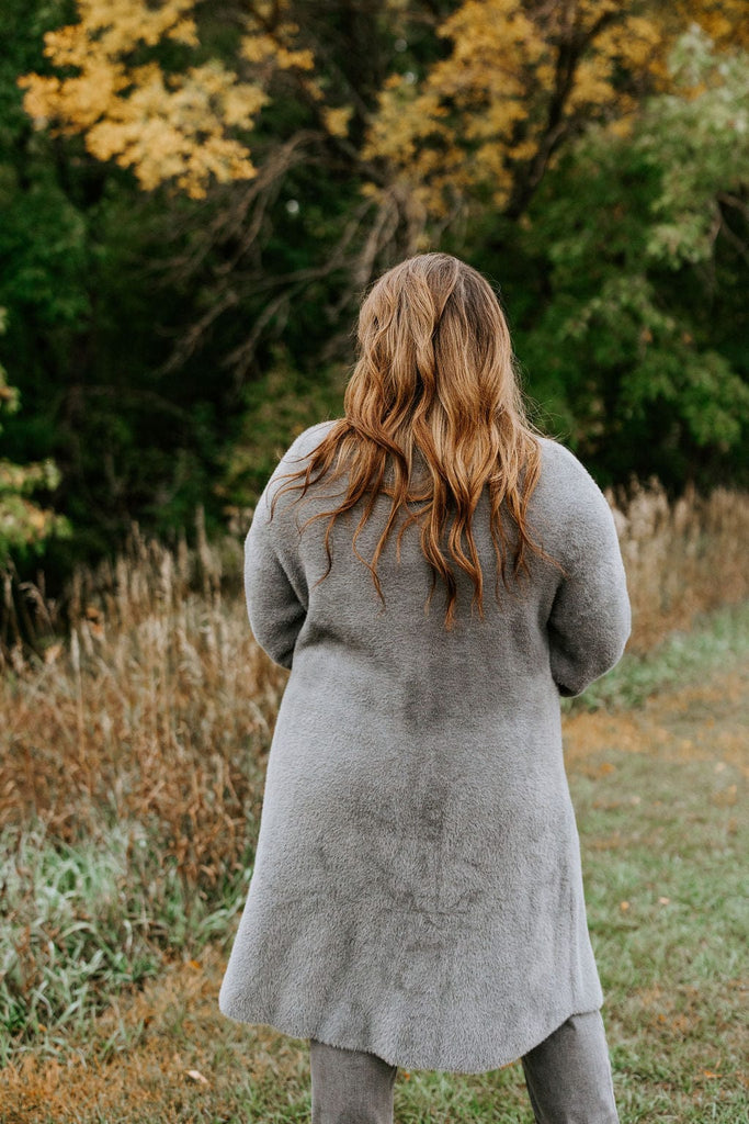 TEDDY BEAR DUSTER SHACKET IN STEEL GREY – Love Marlow