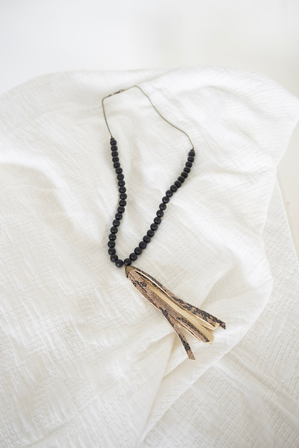 Krista Necklace in Matte Black & Python | Love Marlow
